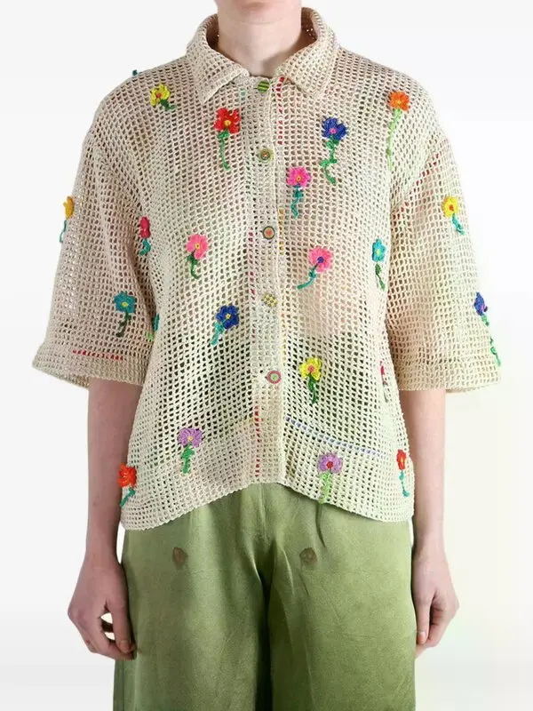 Pero Floral Crochet Knit Shirt