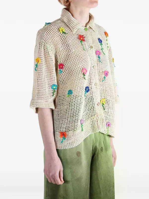 Pero Floral Crochet Knit Shirt