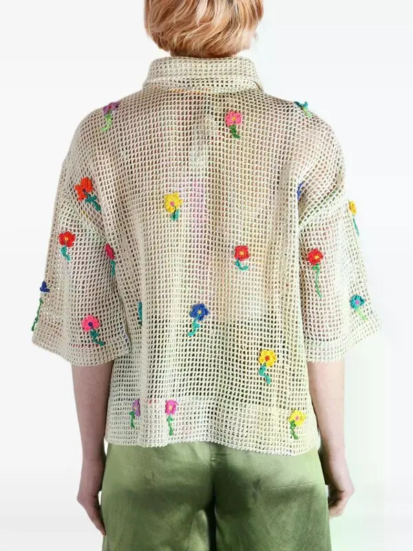 Pero Floral Crochet Knit Shirt