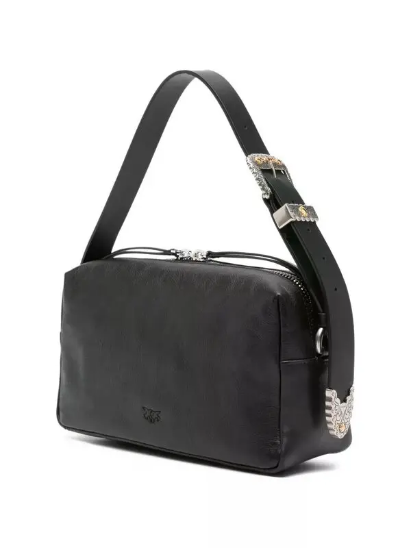 Pinko Logo Buckle Shoulder Bag - Black