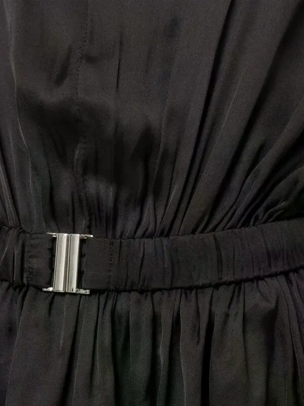NISSA Belted V-neck Peplum Top - Black