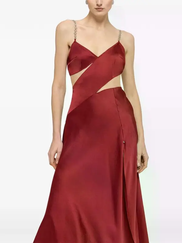 NISSA Crystal-strap Midi Dress - Red