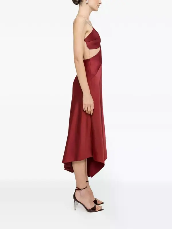 NISSA Crystal-strap Midi Dress - Red