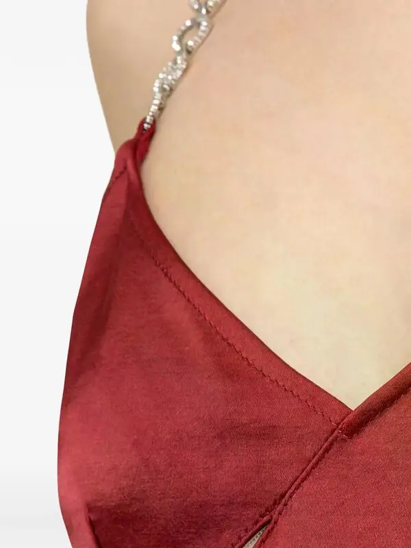 NISSA Crystal-strap Midi Dress - Red