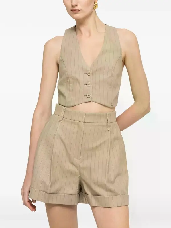 NISSA Cropped Pinstripe Waistcoat