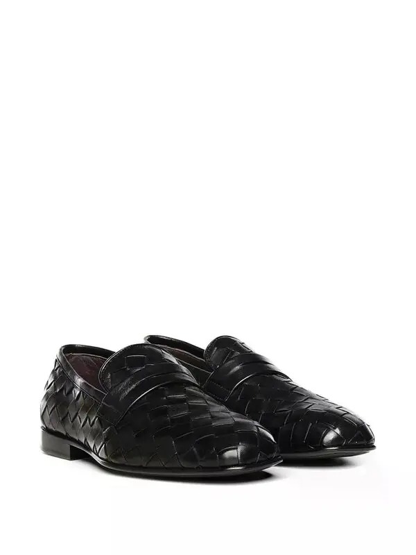 John Galliano Woven-leather Loafers - Black