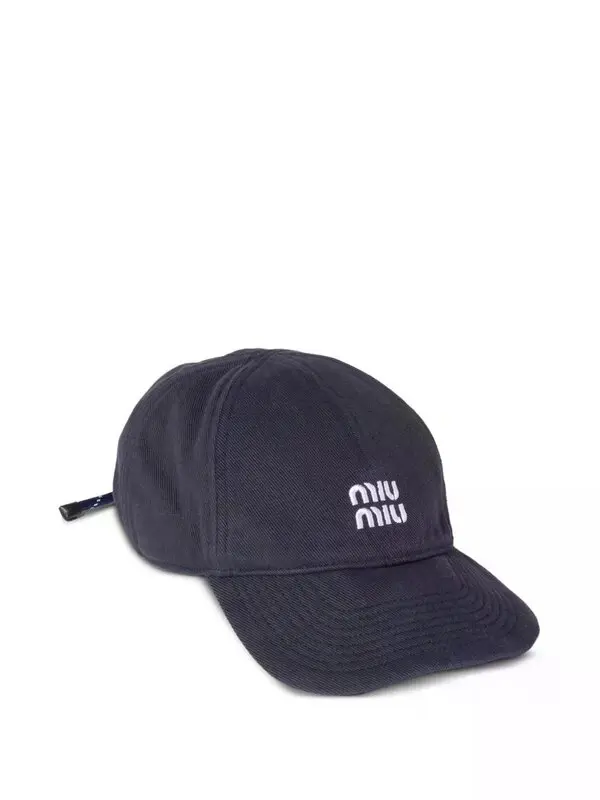 Miu Miu Embroidered Denim Baseball Cap - Blue