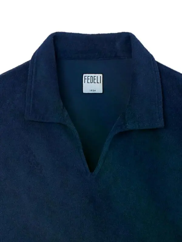 Fedeli V-neck Knitted T-shirt - Blue