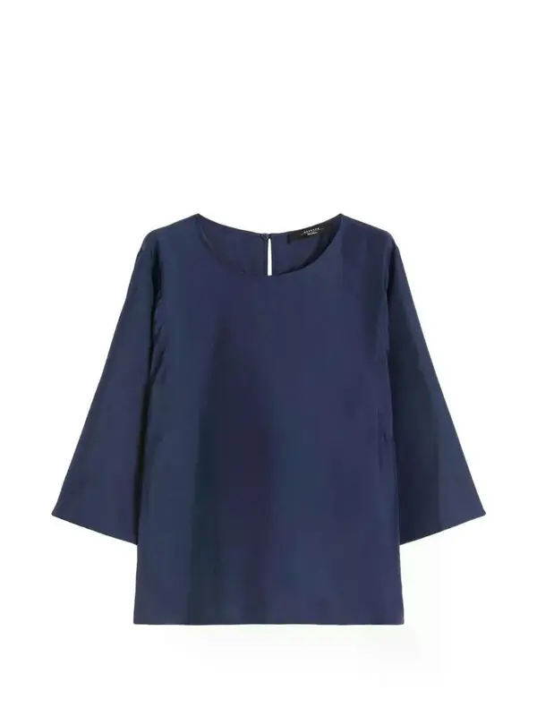 Max Mara Boat-neck Silk Top - Blue