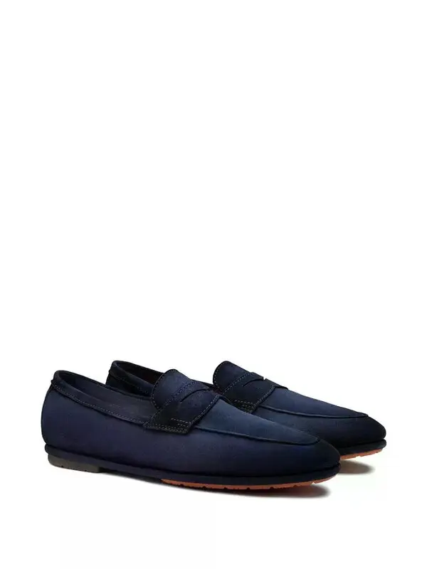 Santoni Suede Panelled Loafers