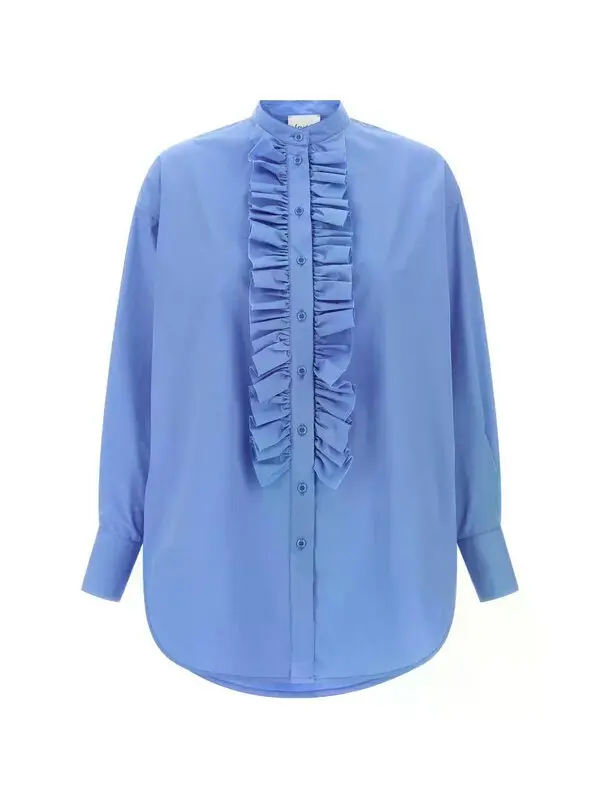 NUDE Mandarin-collar Ruffled Shirt