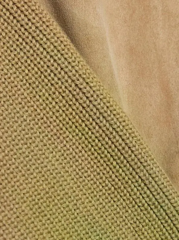 BOSS Knit-sleeves Suede Jacket - Neutrals