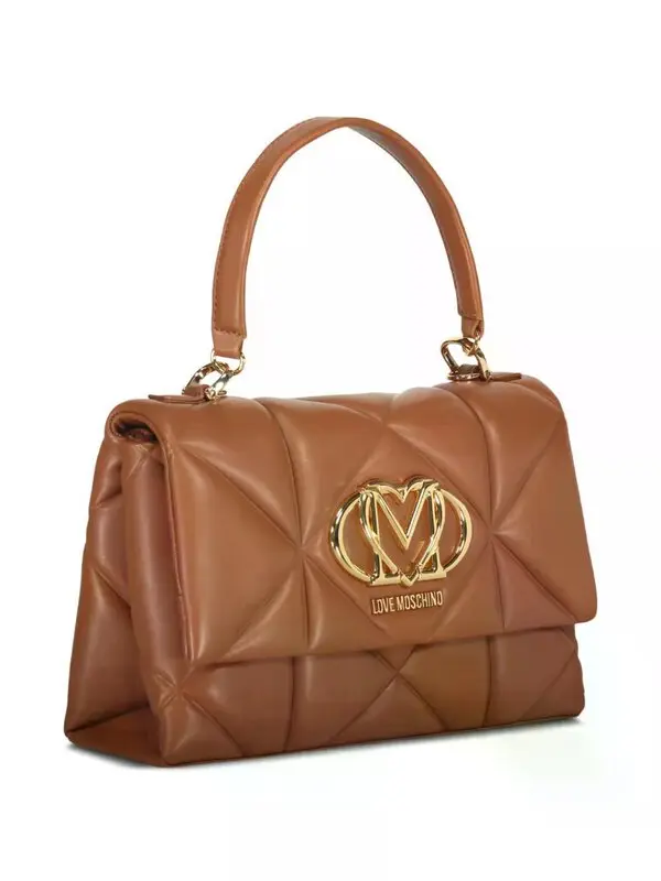 Moschino Quilted Tote Bag With Logo - Brown