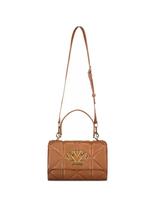 Moschino Quilted Tote Bag With Logo - Brown