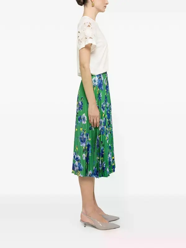 NISSA Printed Pleated Midi Skirt