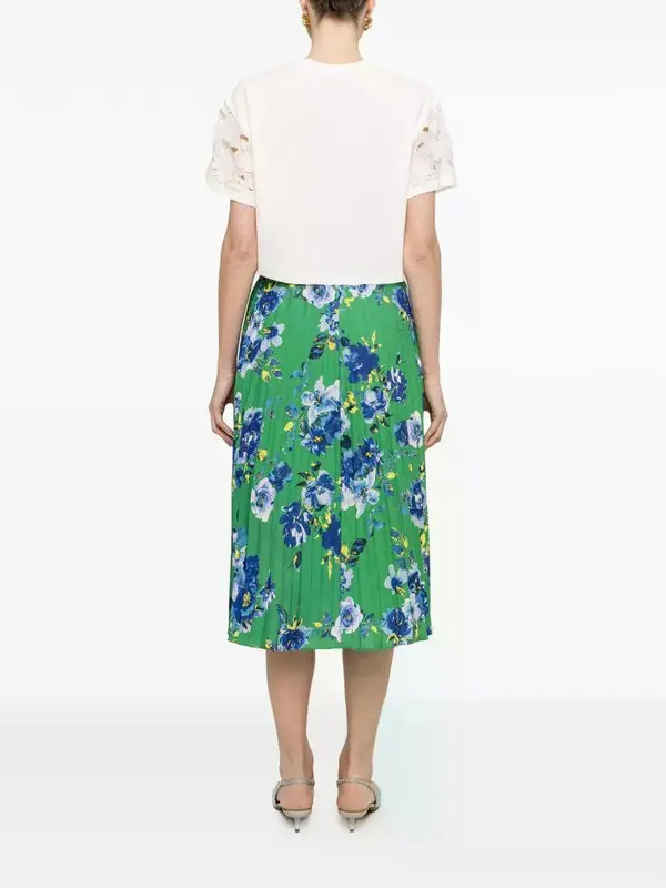 NISSA Printed Pleated Midi Skirt