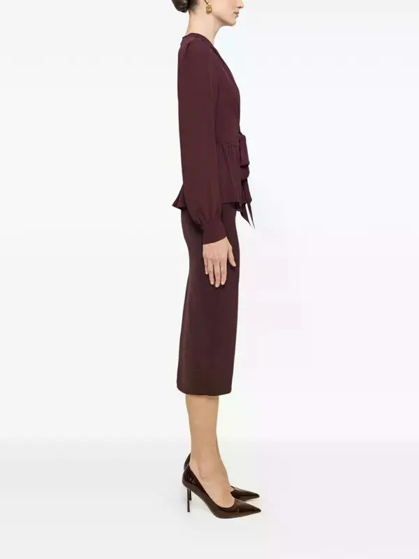 NISSA Ruffled Tie-detail Peplum Top - Purple