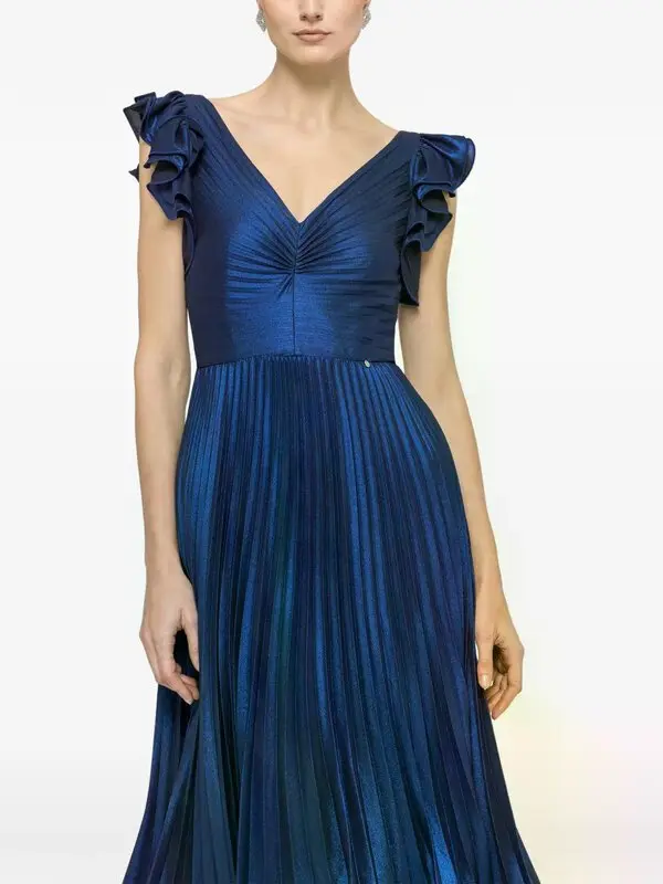 NISSA Ruffled Pleated Midi Dress