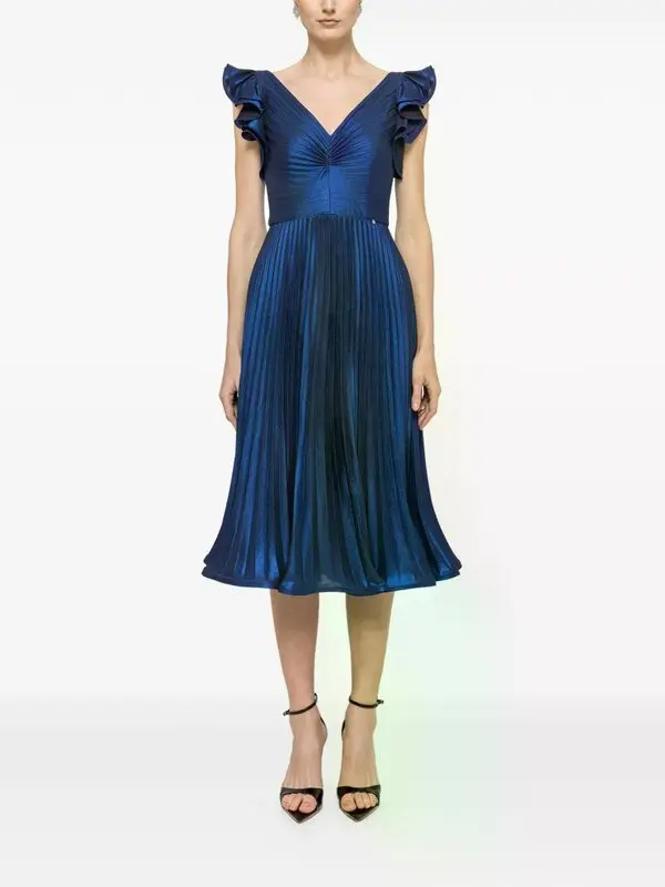NISSA Ruffled Pleated Midi Dress