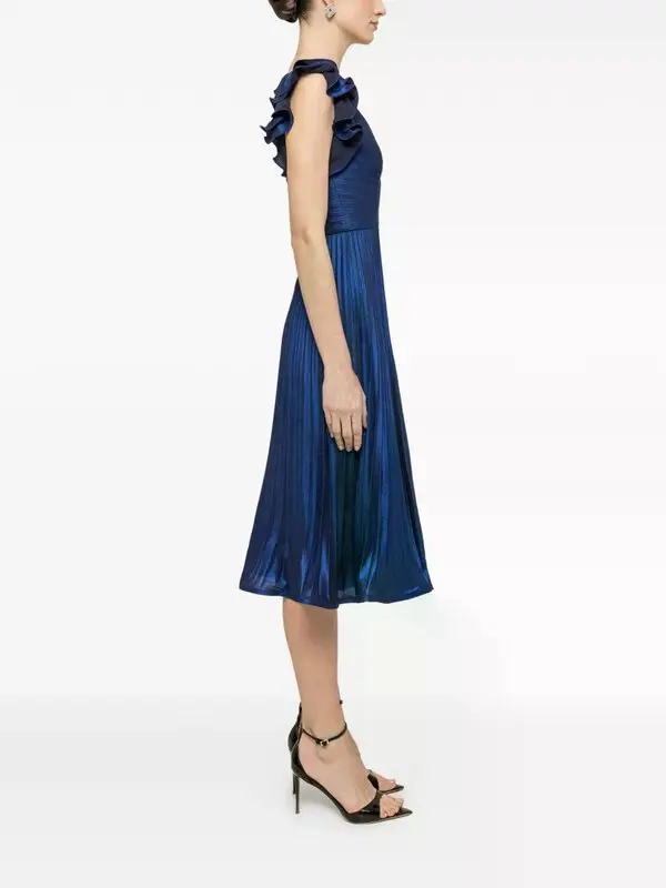 NISSA Ruffled Pleated Midi Dress