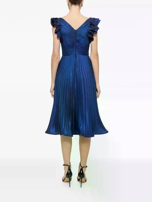 NISSA Ruffled Pleated Midi Dress