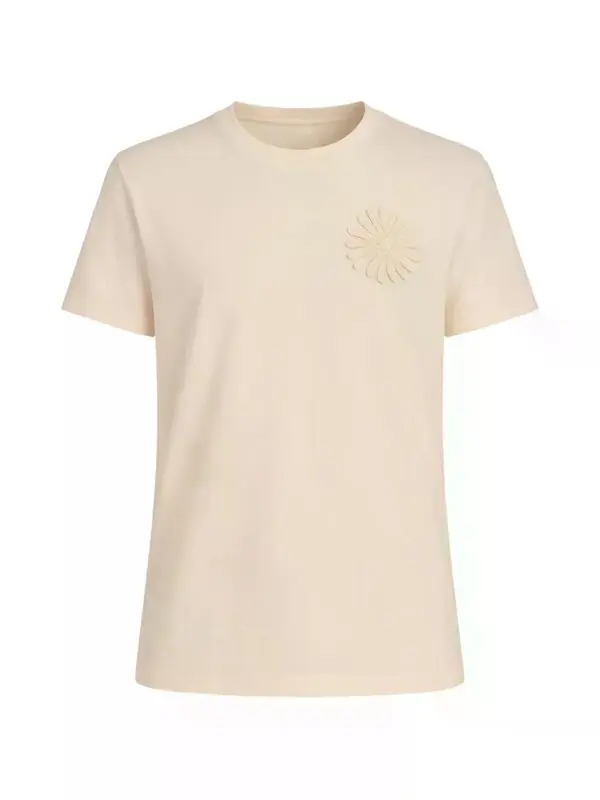 Sandro Cotton Crochet Flower T-shirt - Neutrals