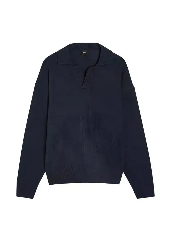 BOSS V-neck Ribbed Knit Sweater