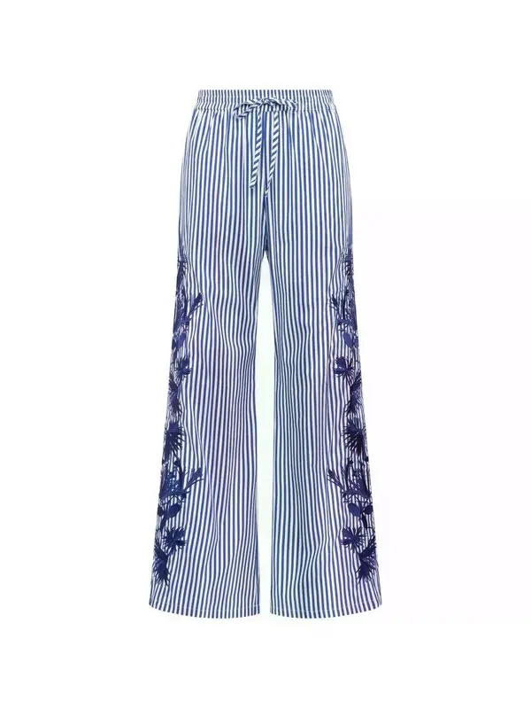 Malìparmi Striped Embroidered Trousers - Blue