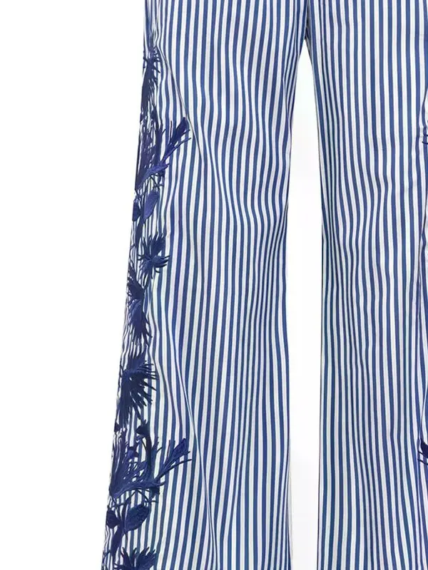 Malìparmi Striped Embroidered Trousers - Blue