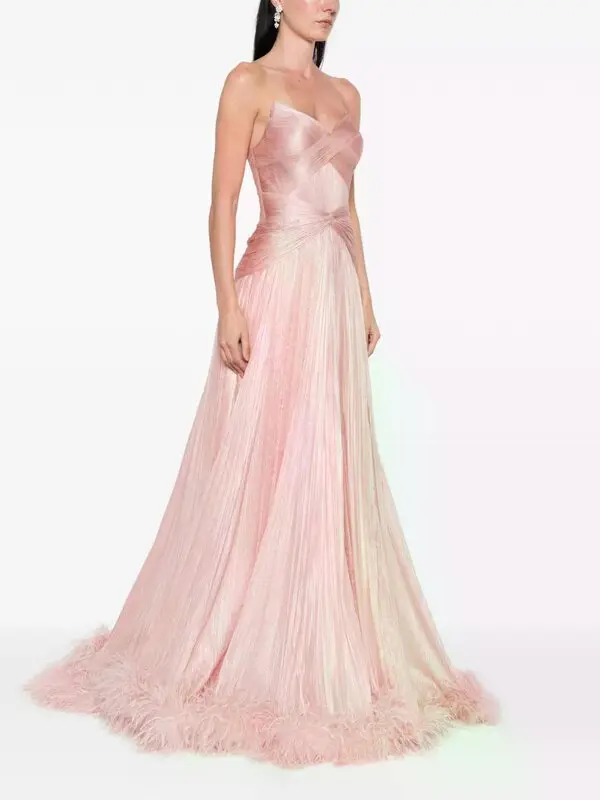 IRIS SERBAN Mikael Feather-trim Maxi Dress