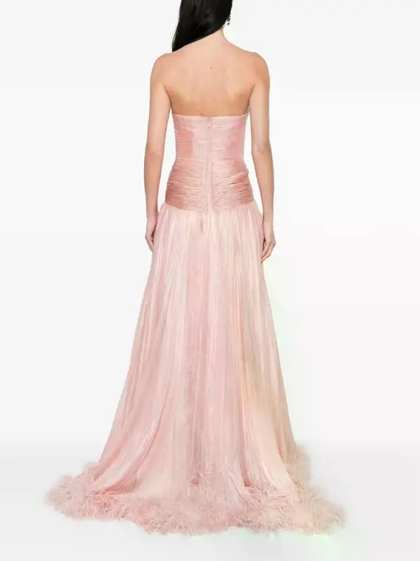 IRIS SERBAN Mikael Feather-trim Maxi Dress