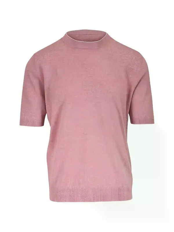 Eleventy Rose Knitted Short Sleeve T-shirt - Pink