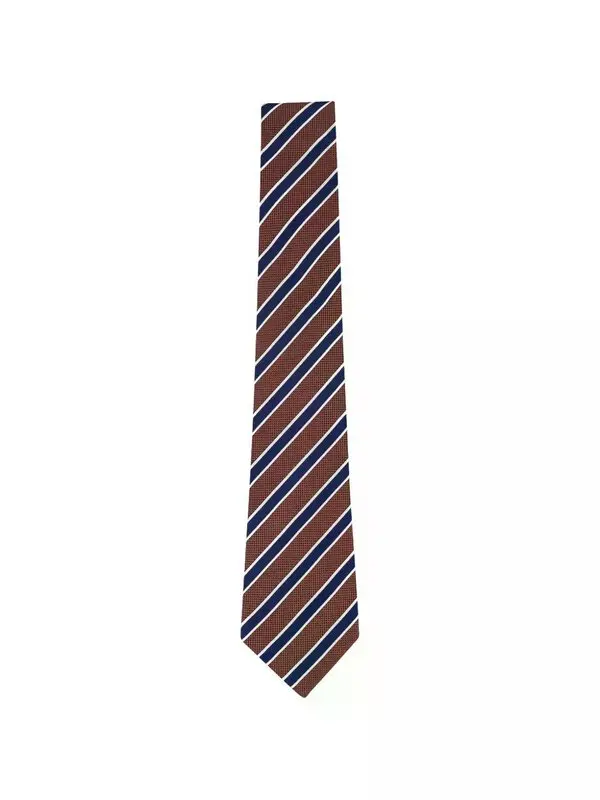 Zegna Striped Neck Tie - Brown