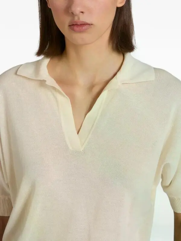 SLOWEAR V-neck Crêpe Polo Top