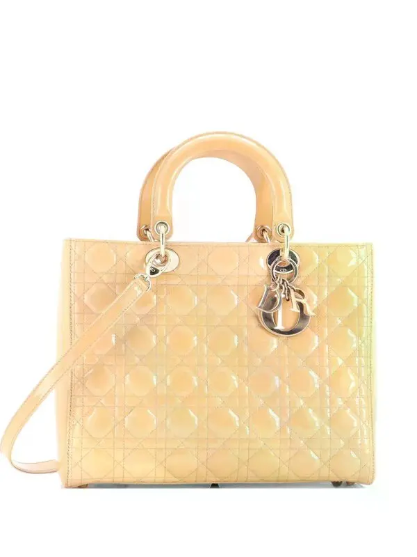 Dior Lady Large Cannage Quilt Satchel - Neutrals