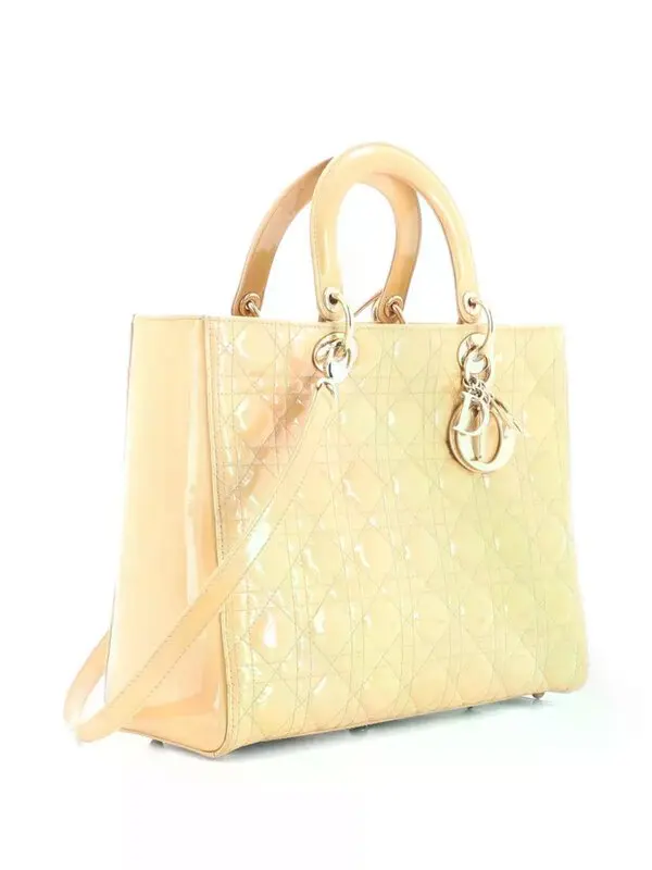 Dior Lady Large Cannage Quilt Satchel - Neutrals