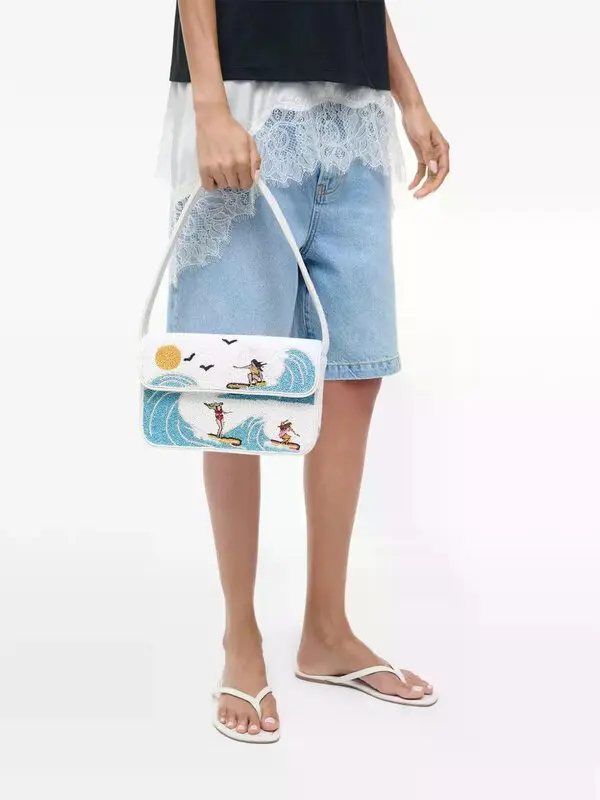 Staud Tommy Surf Babes Beaded Bag - White