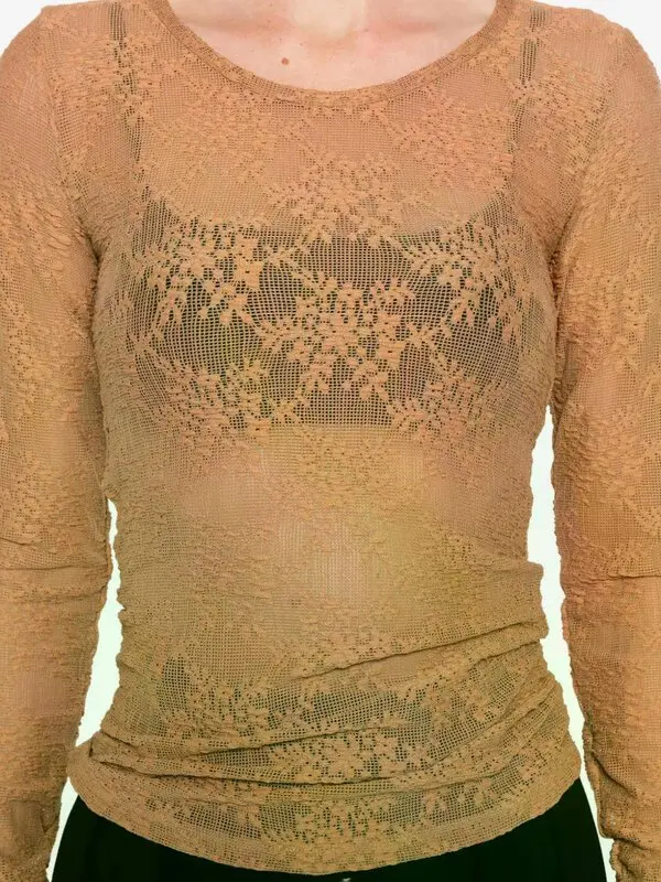 Imperial Lace Long-sleeve Top - Neutrals