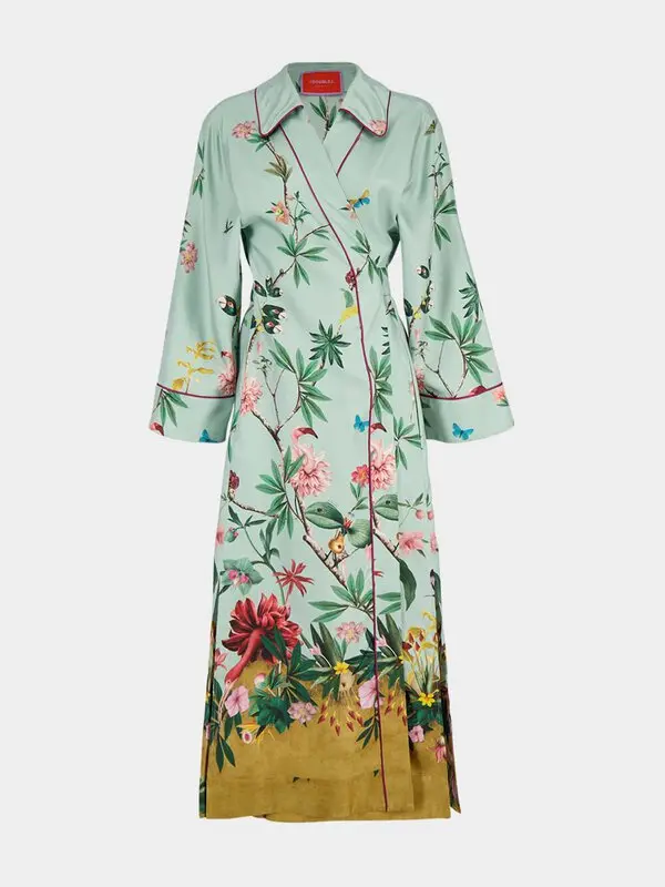 La DoubleJ Zooflora Light Silk Wrap Dress - Blue