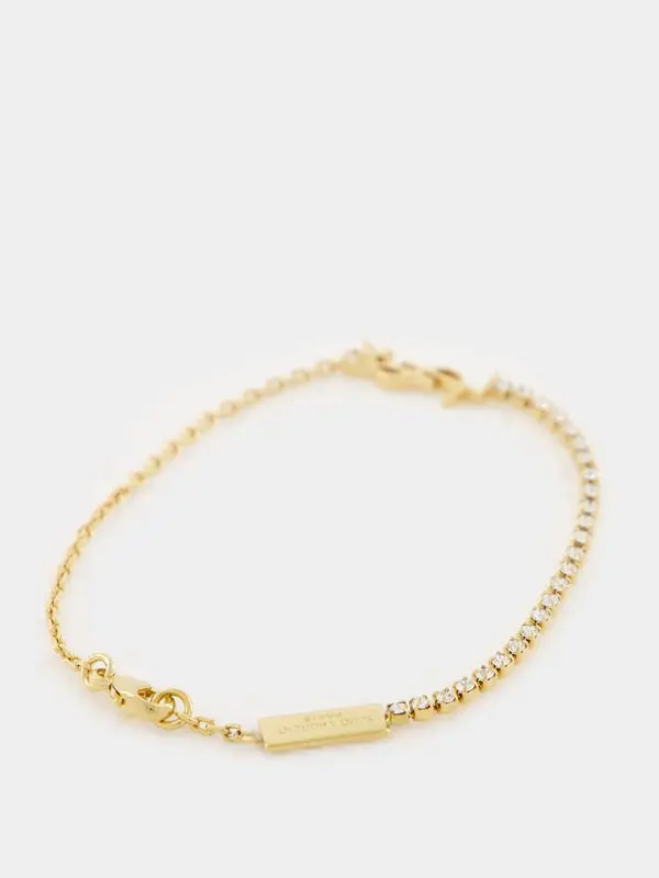 Saint Laurent Metal And Rhinestone Cassandre Charm Bracelet - Gold