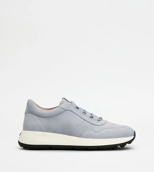 TOD'S Suede Sneakers With Red Dot Detail - Light Blue