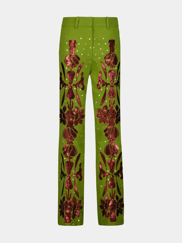 PAULA Sequin-embroidered Straight Leg Pants - Multicolour