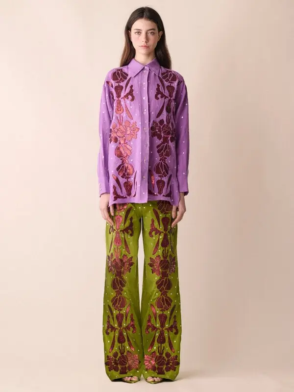 PAULA Sequin-embroidered Straight Leg Pants
