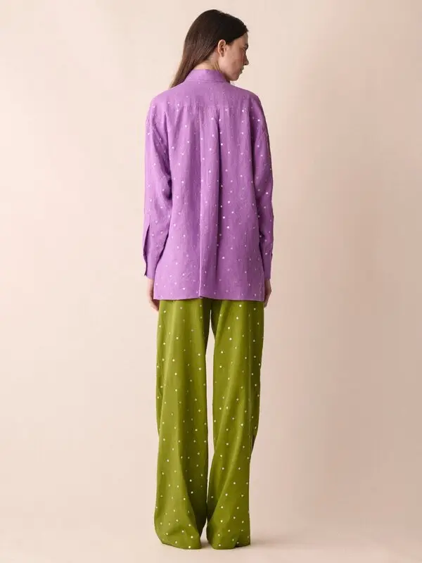 PAULA Sequin-embroidered Straight Leg Pants