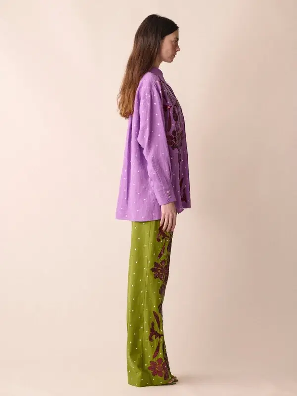 PAULA Sequin-embroidered Straight Leg Pants