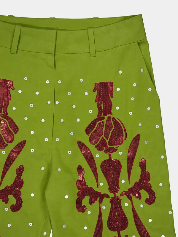 PAULA Sequin-embroidered Straight Leg Pants