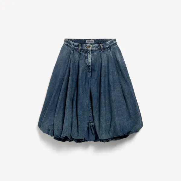 Balenciaga Cotton Denim Balloon Shorts - Blue
