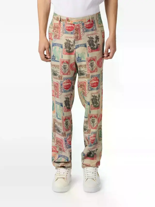 BILLIONAIRE Printed Linen Trousers