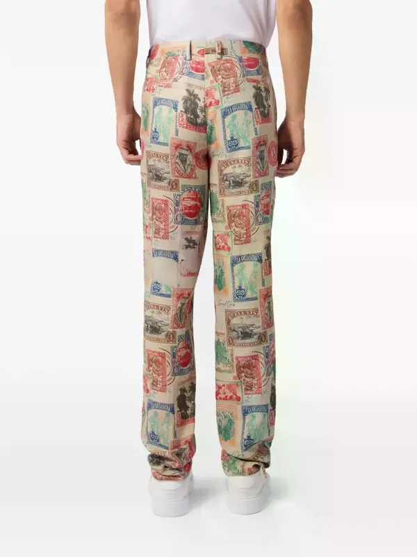 BILLIONAIRE Printed Linen Trousers
