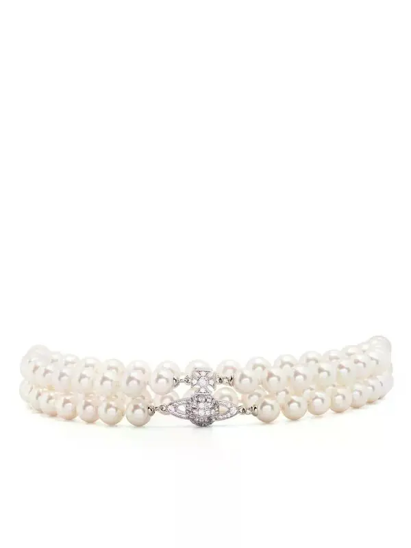 VIVIENNE WESTWOOD Orb-plaque Two-row Pearl Necklace - Neutrals